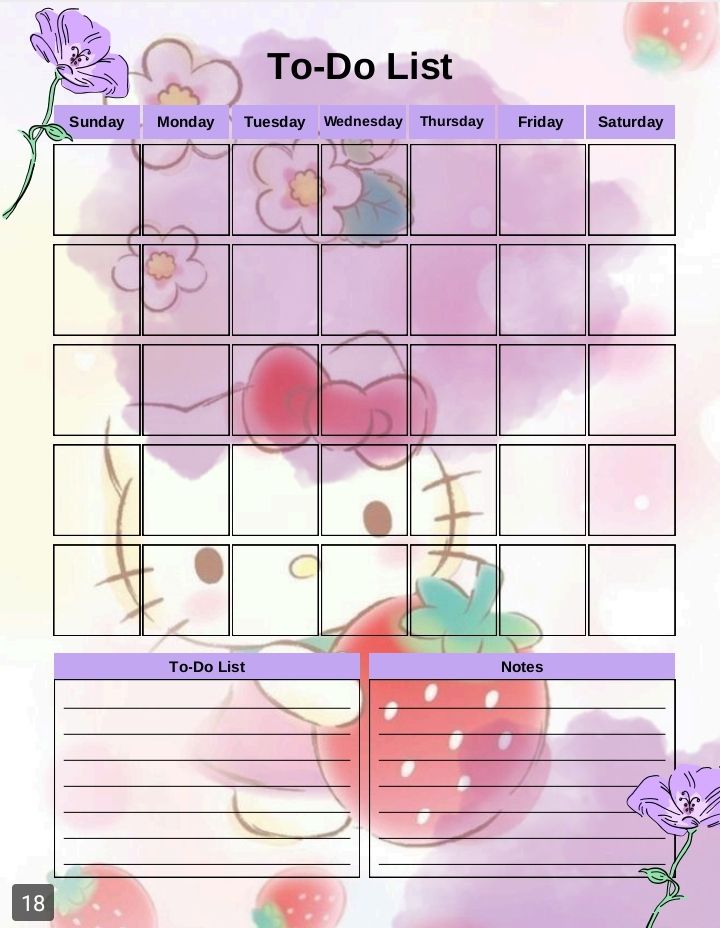 To Do List Printable Hello Kitty Free Coloring Pages Printable