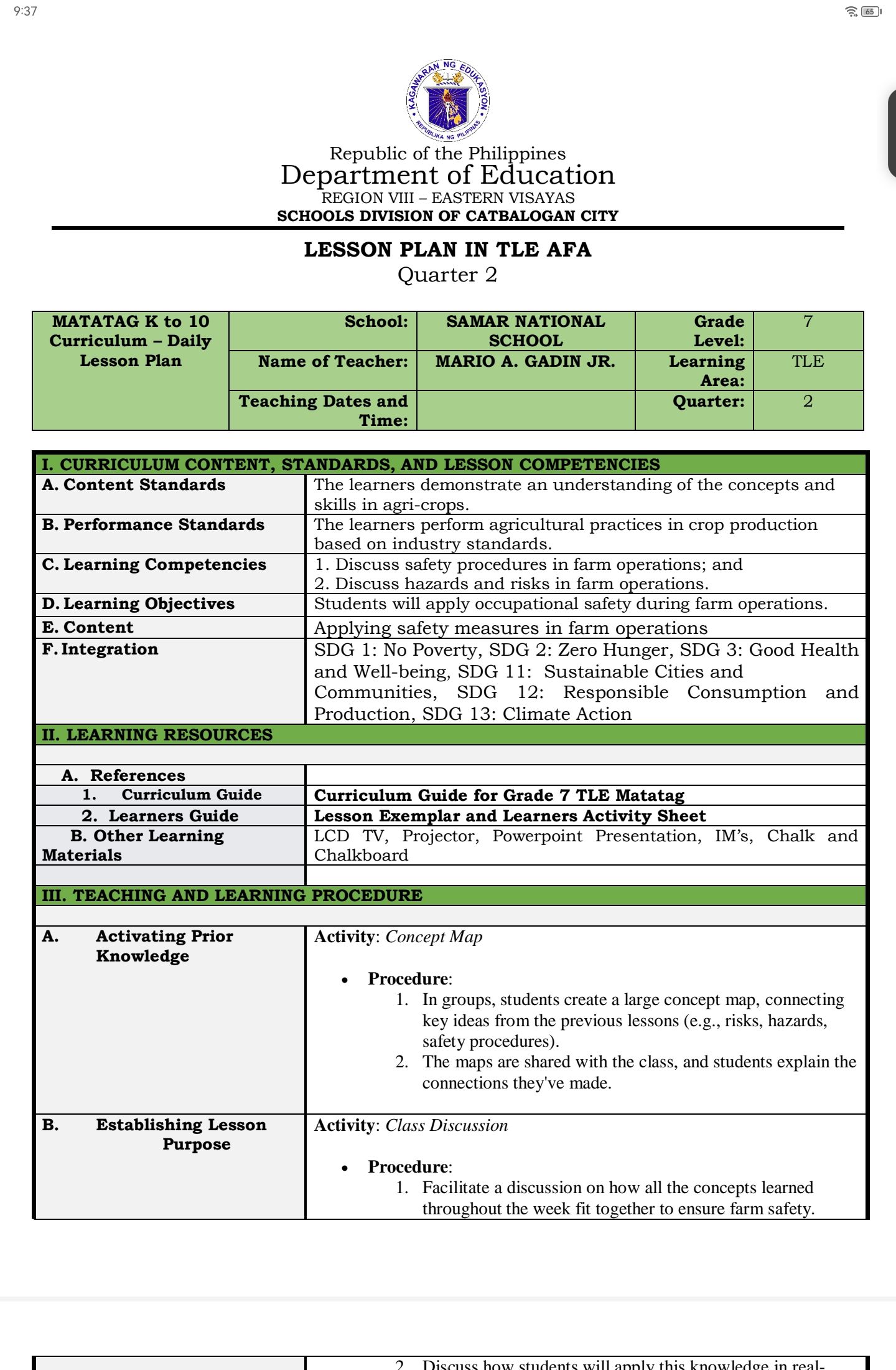 Types Of Lesson Plan Deped - Infoupdate.org
