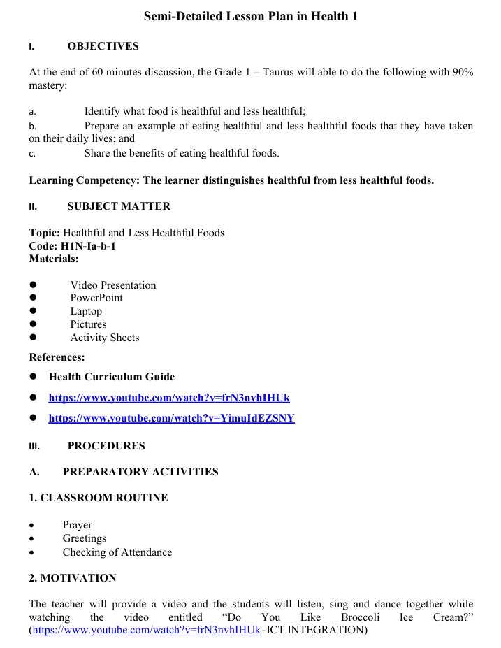 Semi Detailed Lesson Plan For Kindergarten Alphabet - Infoupdate.org