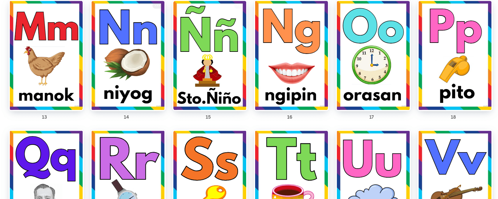 Alpabetong Filipino With Pictures Philippine Alphabet Alpabetong