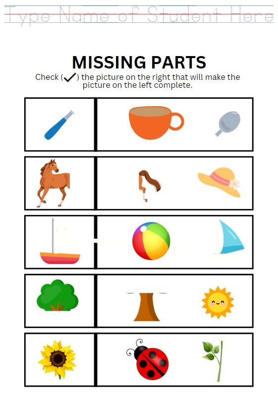 Missing Parts Worksheets Whats The Missing Object? | Worksheet