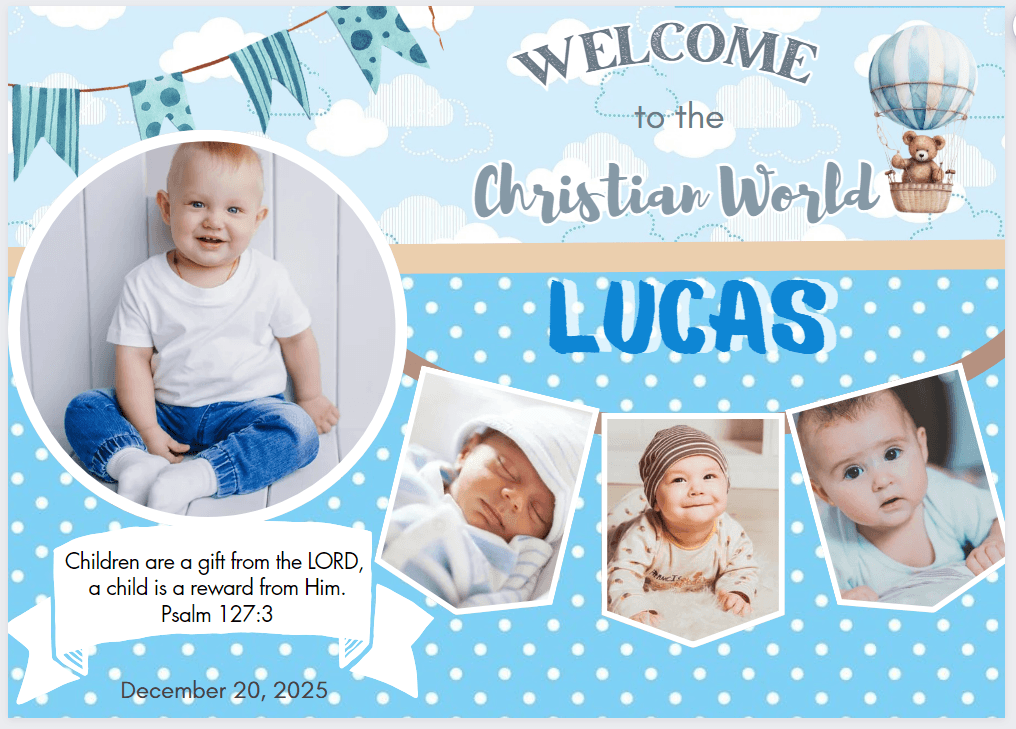 Tarpaulin layout for christening store