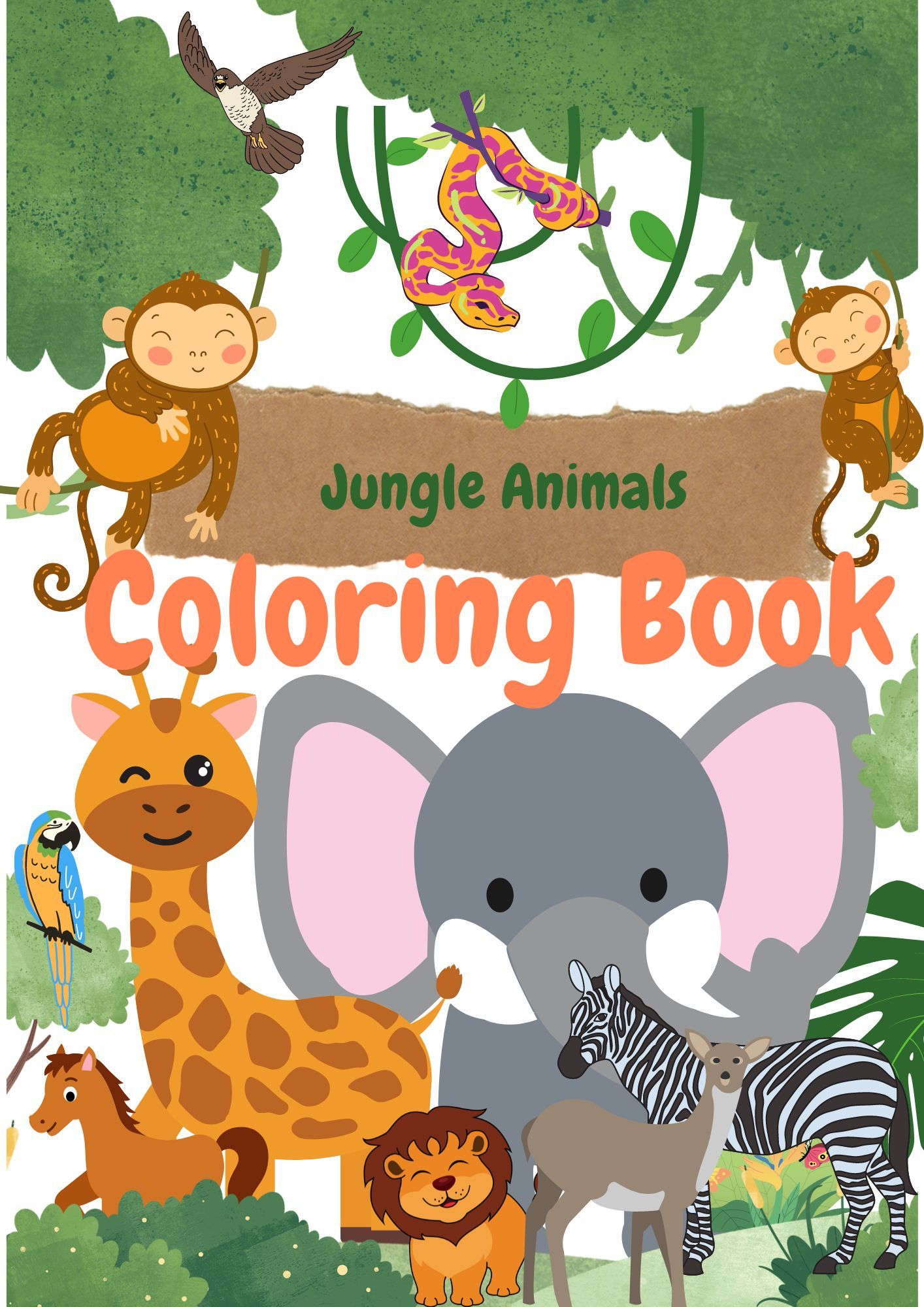 Jungle Animal Coloring Sheets Cute Jungle Animals Coloring Book For