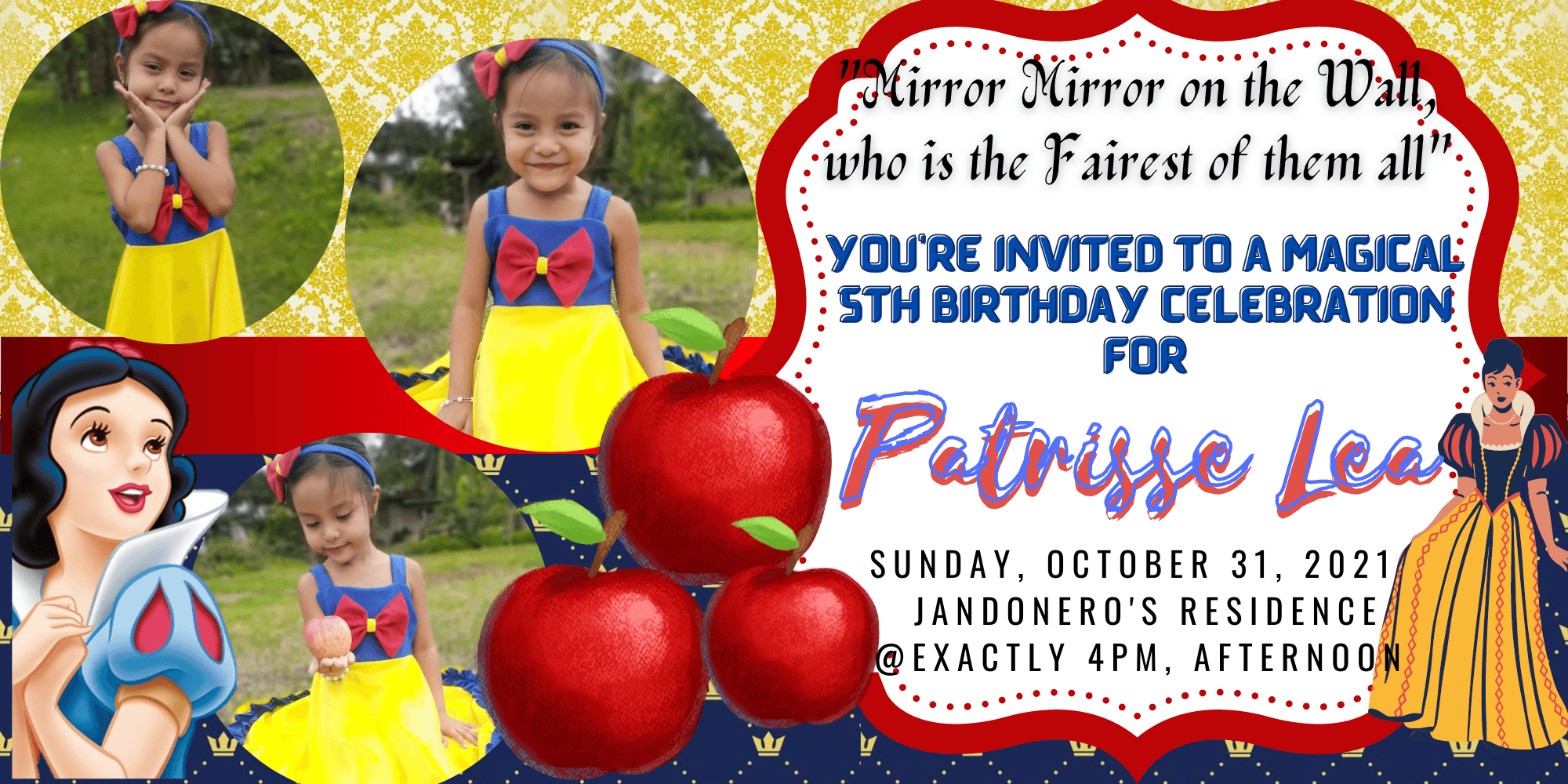 Mirror Snow White Inspired Invitation