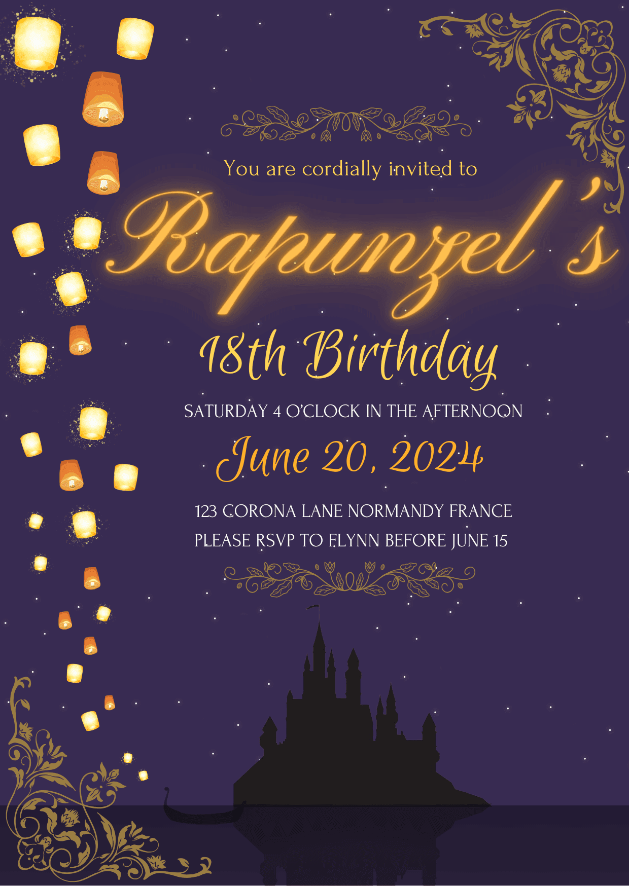 Tangled Printable Birthday Card