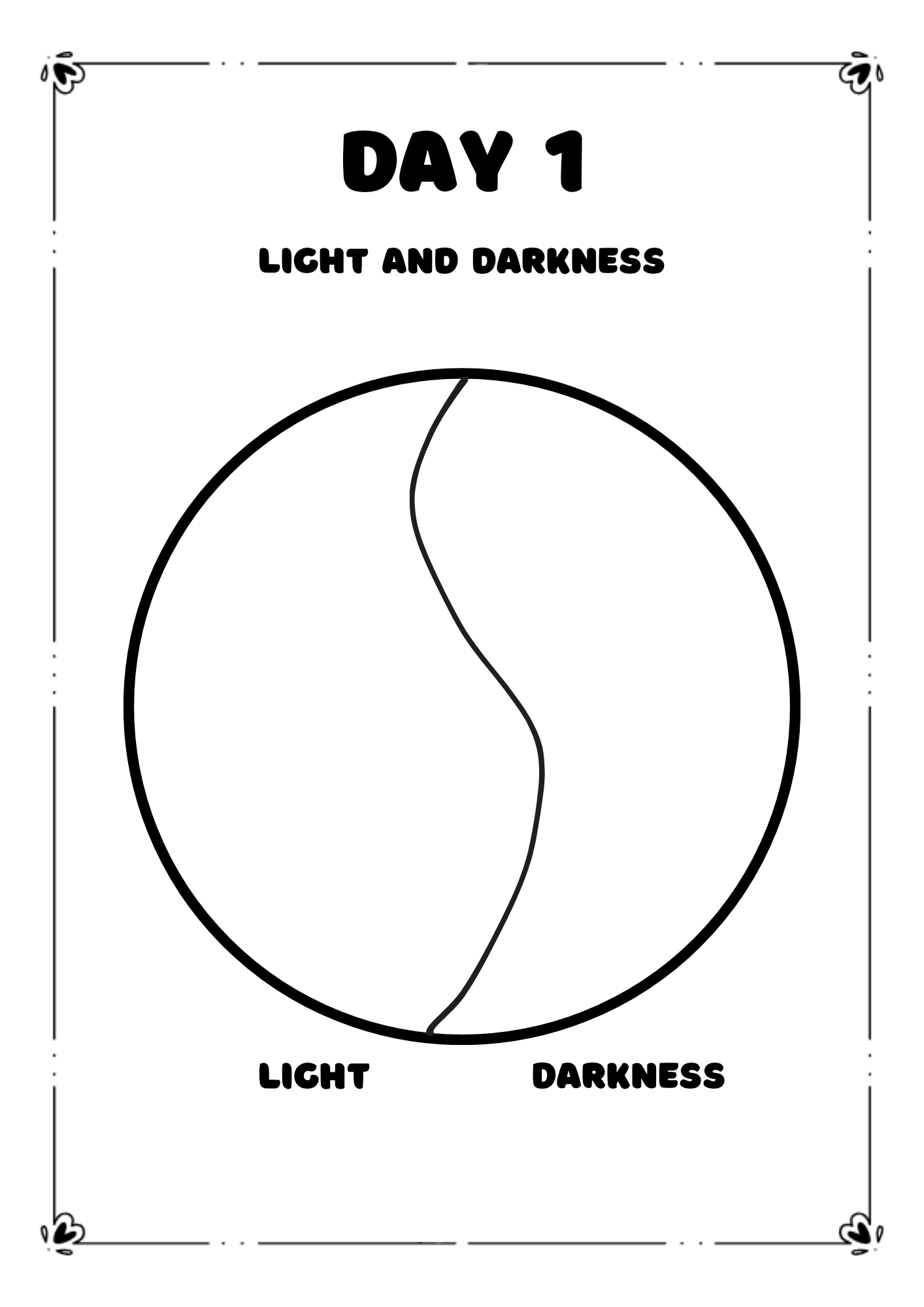 day 1 of creation coloring pages