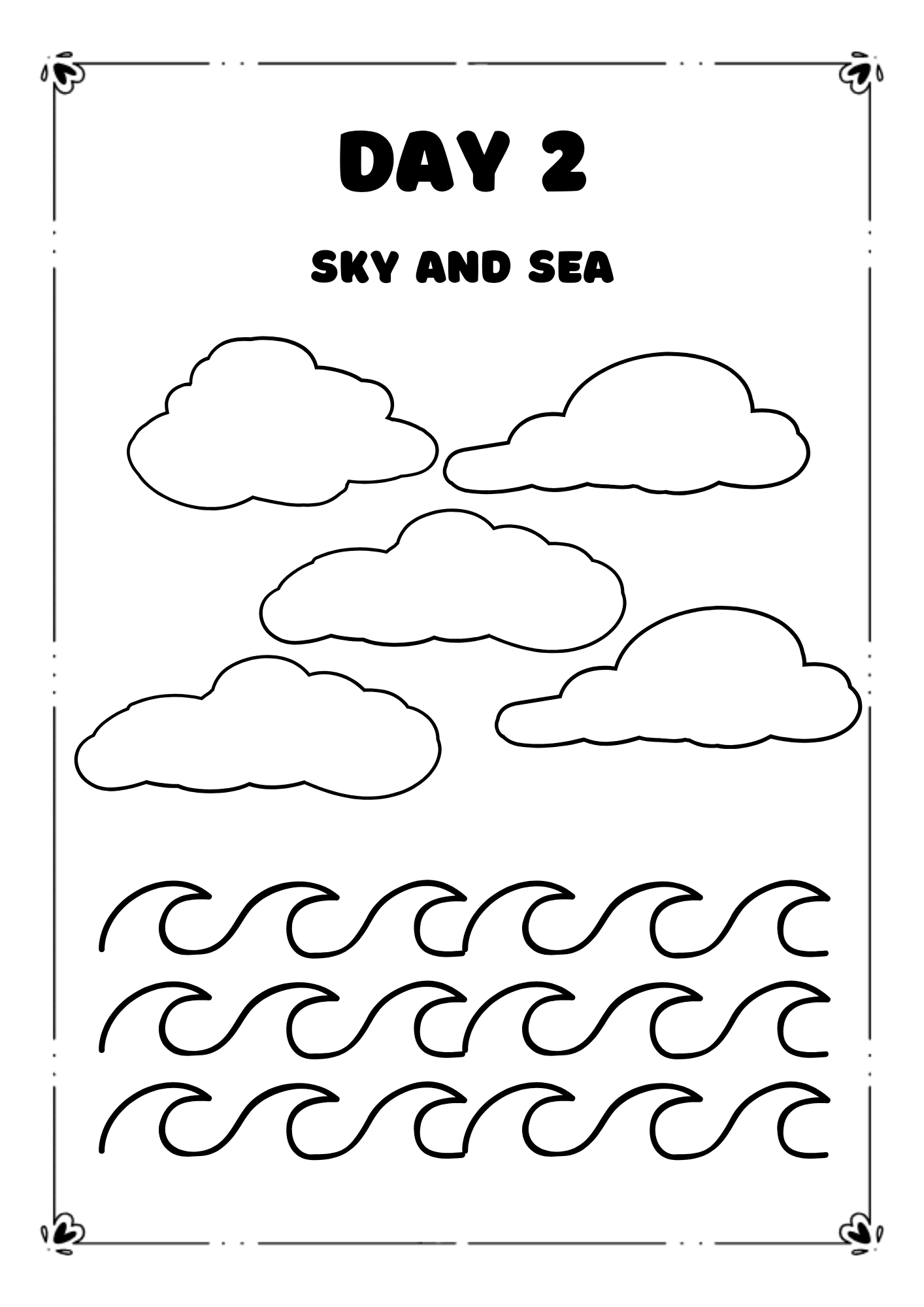 day 2 of creation coloring pages