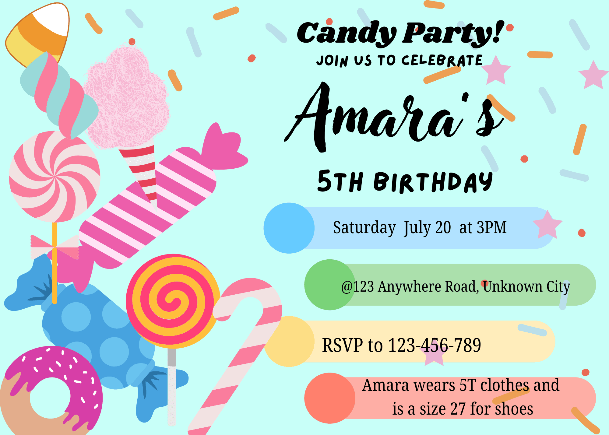 Candy Themed Invitations