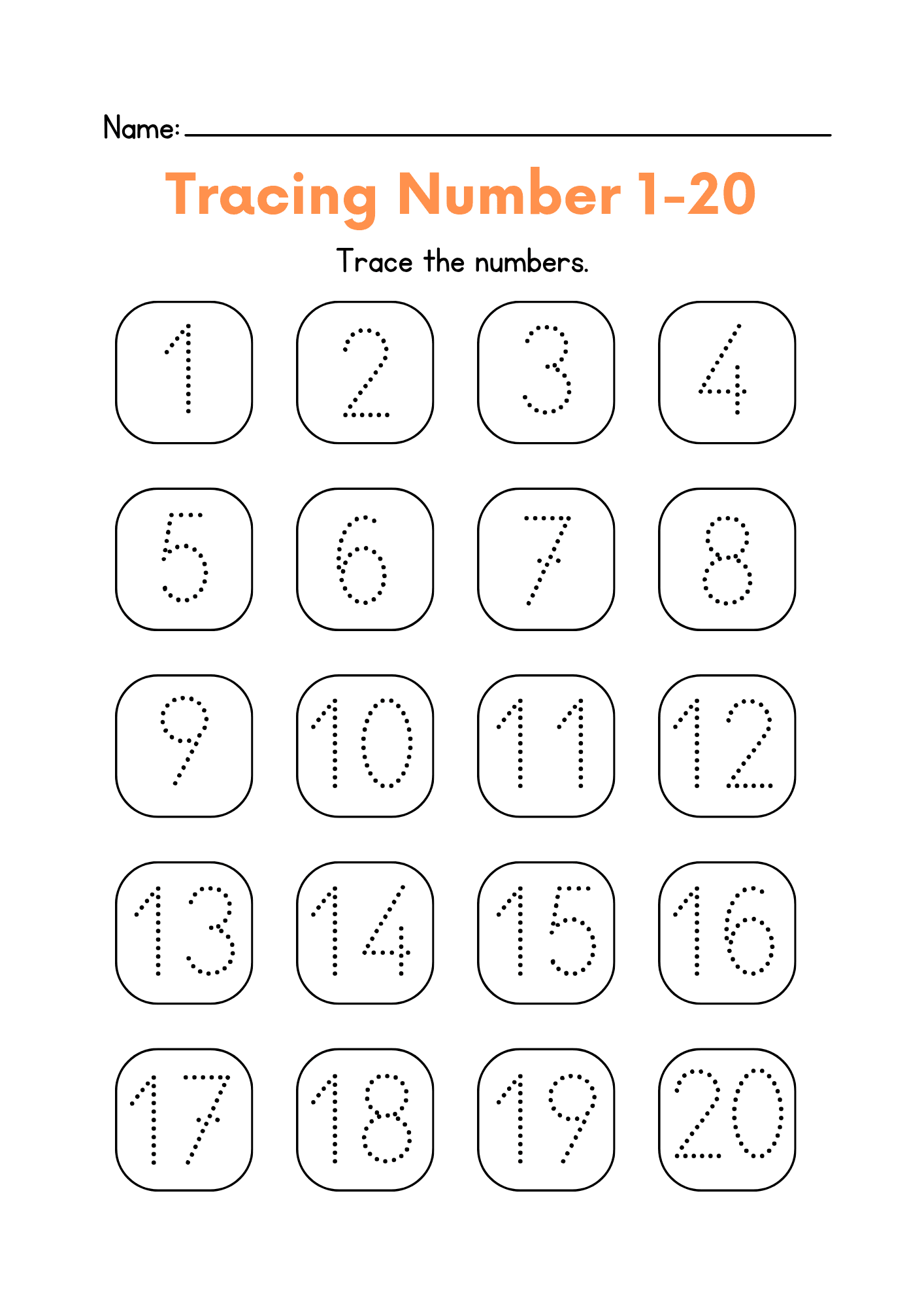 Tracing Numbers 1 20 Worksheet Free Printable Numbers Tracing 1 20