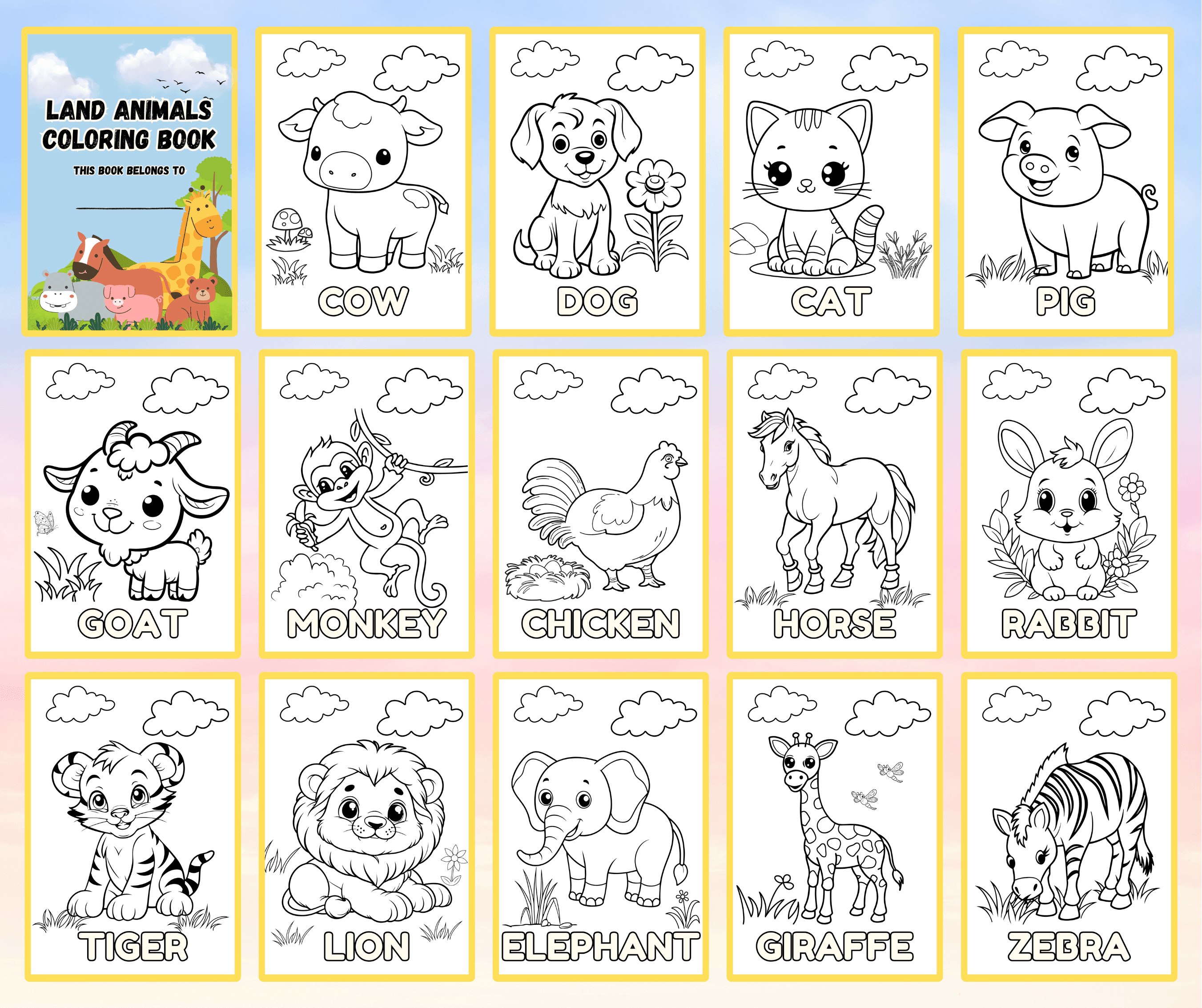 Land Animals Coloring Land Animals To Color