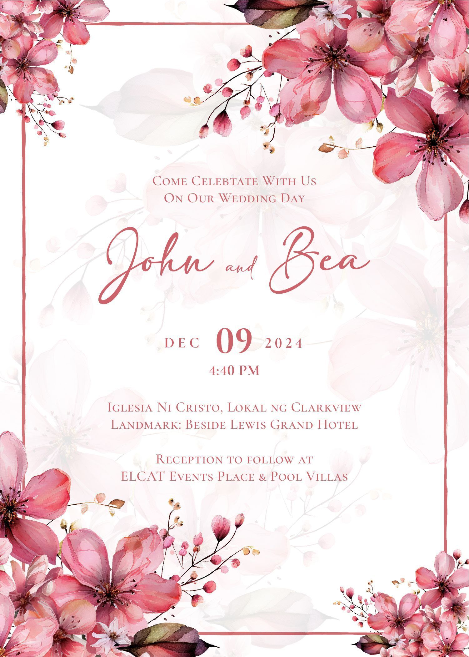 Vintage Rose Wedding Invitations Modern Elegant Wedding Invitation
