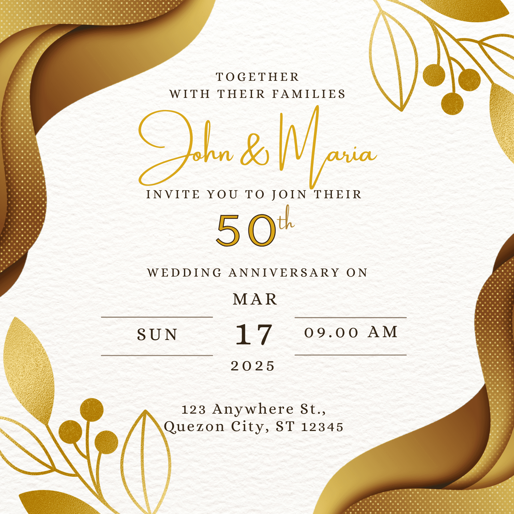 50th Wedding Anniversary Sample Invitation Card Get Layout