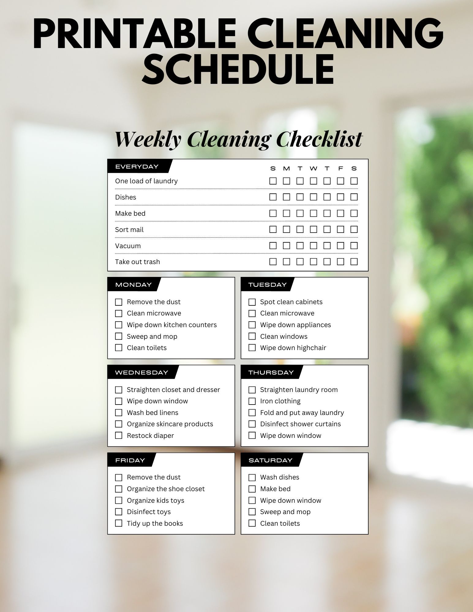 Weekly Cleaning Schedule Template Free - Infoupdate.org