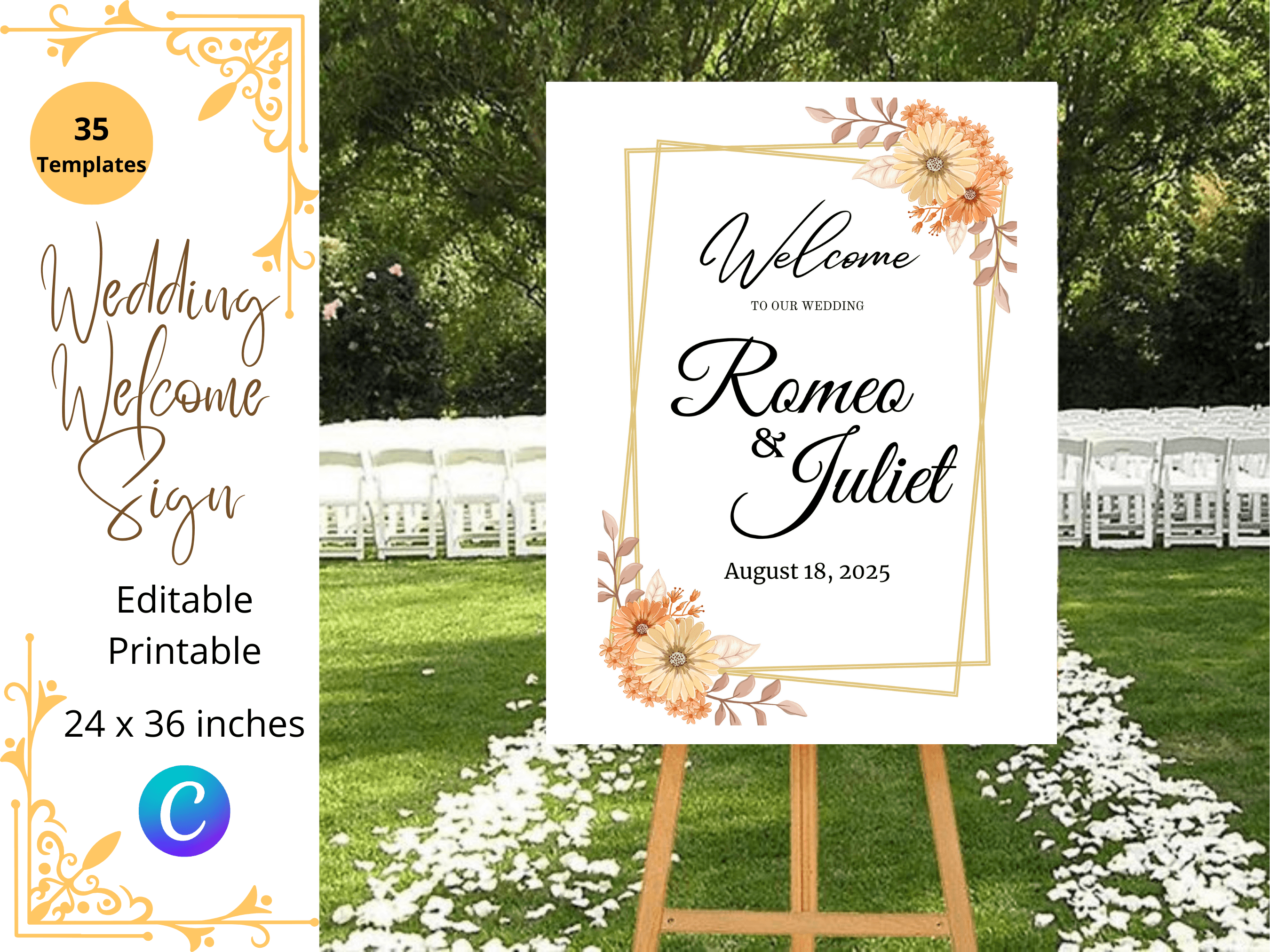 5 Sizes Editable Wedding Welcome Sign Templatewelcome Sign Printable