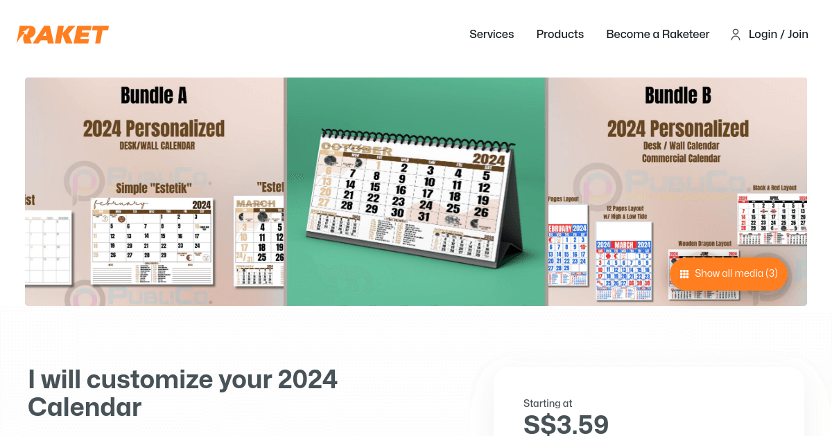 I will customize your 2024 Calendar by artech_creatives - Raket.PH