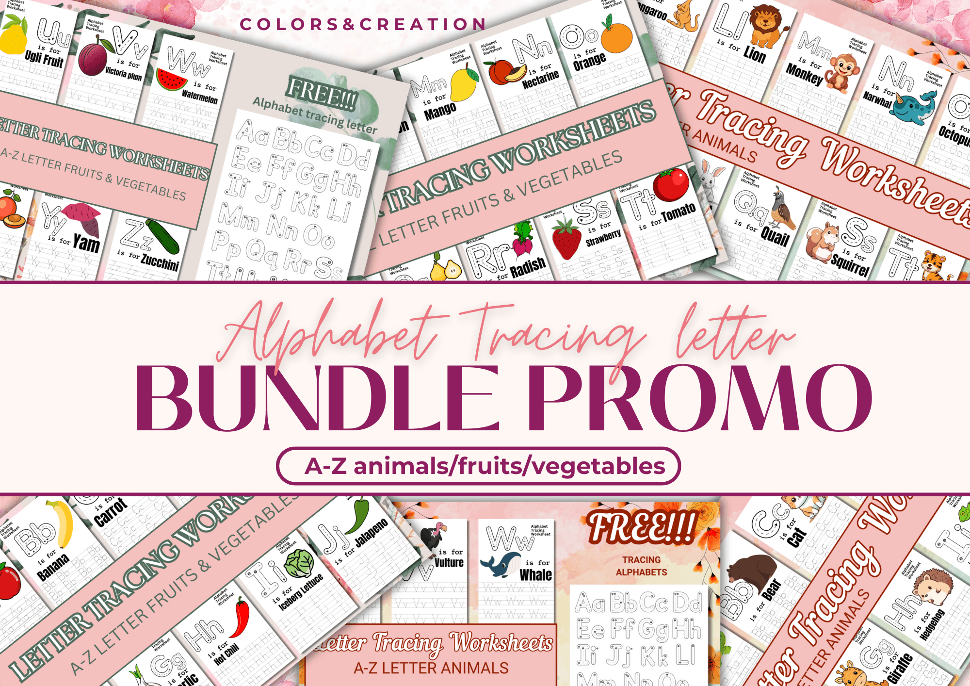 Fruits Vegetables From A To Z Alphabet Letter Tracing