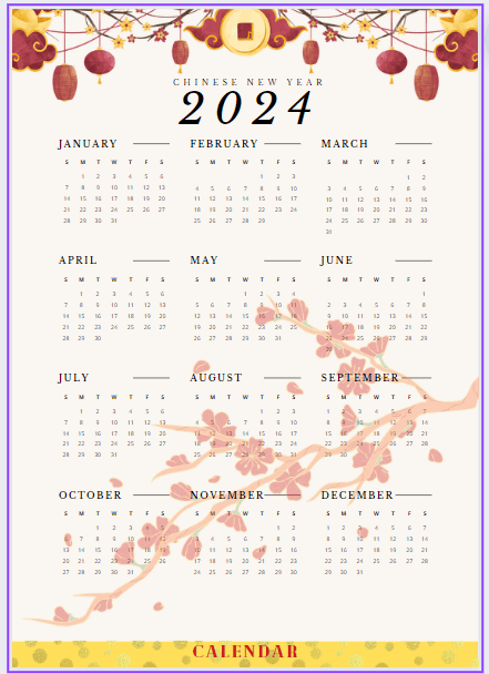 Chinese Calendar 2024 Printable