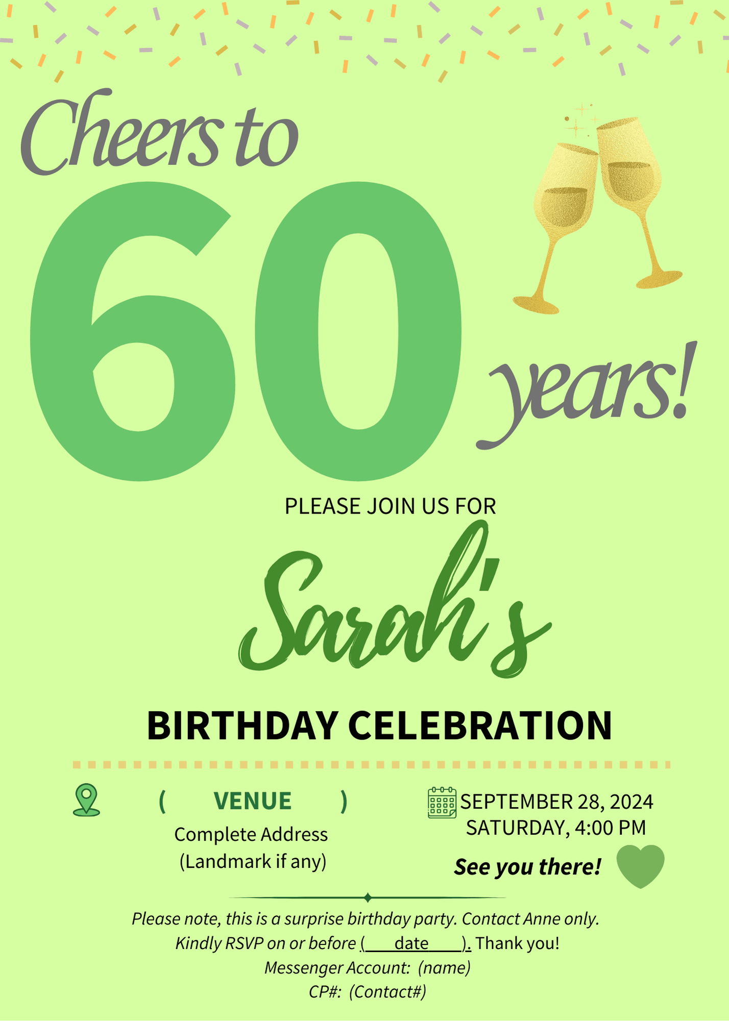 60th Birthday Program Template