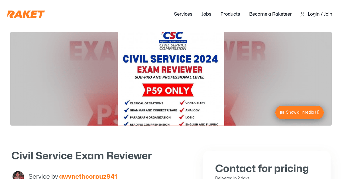 Civil Service Exam Reviewer by gwynethcorpuz941 - Raket.PH