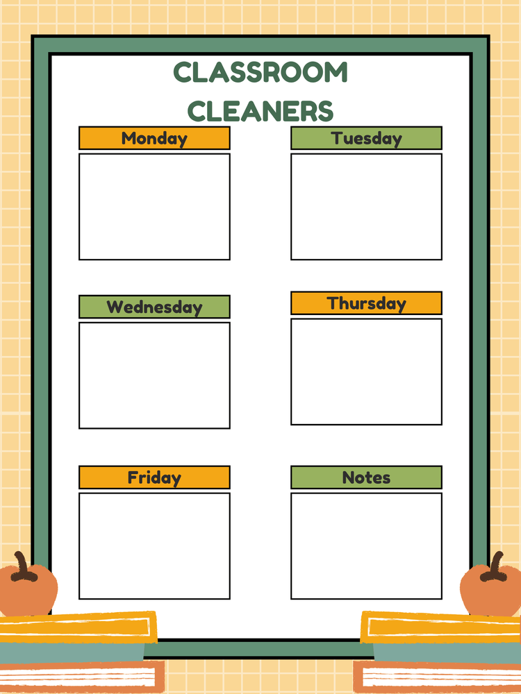 School Cleaning Task Template