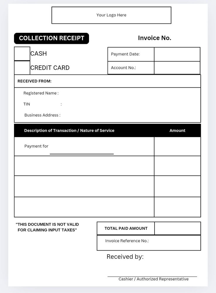 Collection Receipt Template
