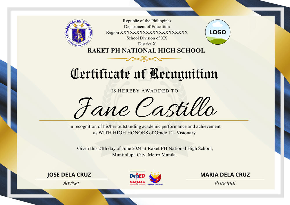 Editable Certificate Template Deped Matatag