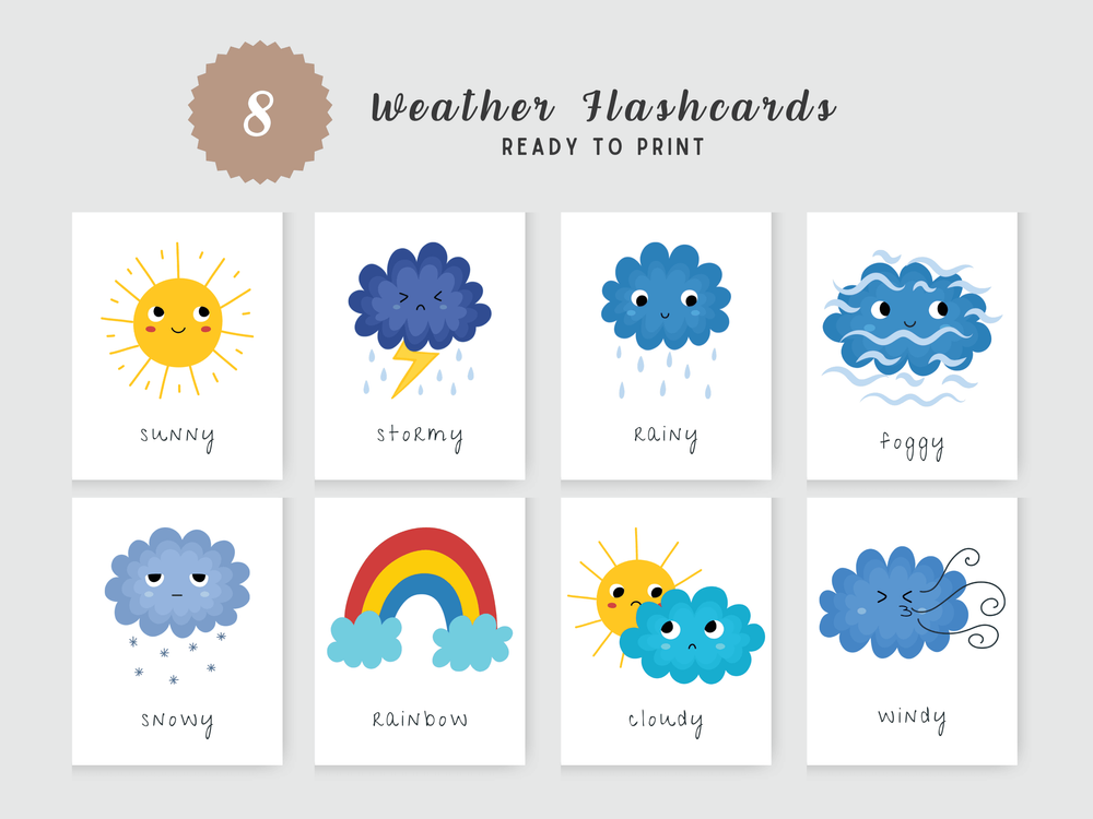 Weather Flashcards Preschool “Let’s Go To The Zoo”