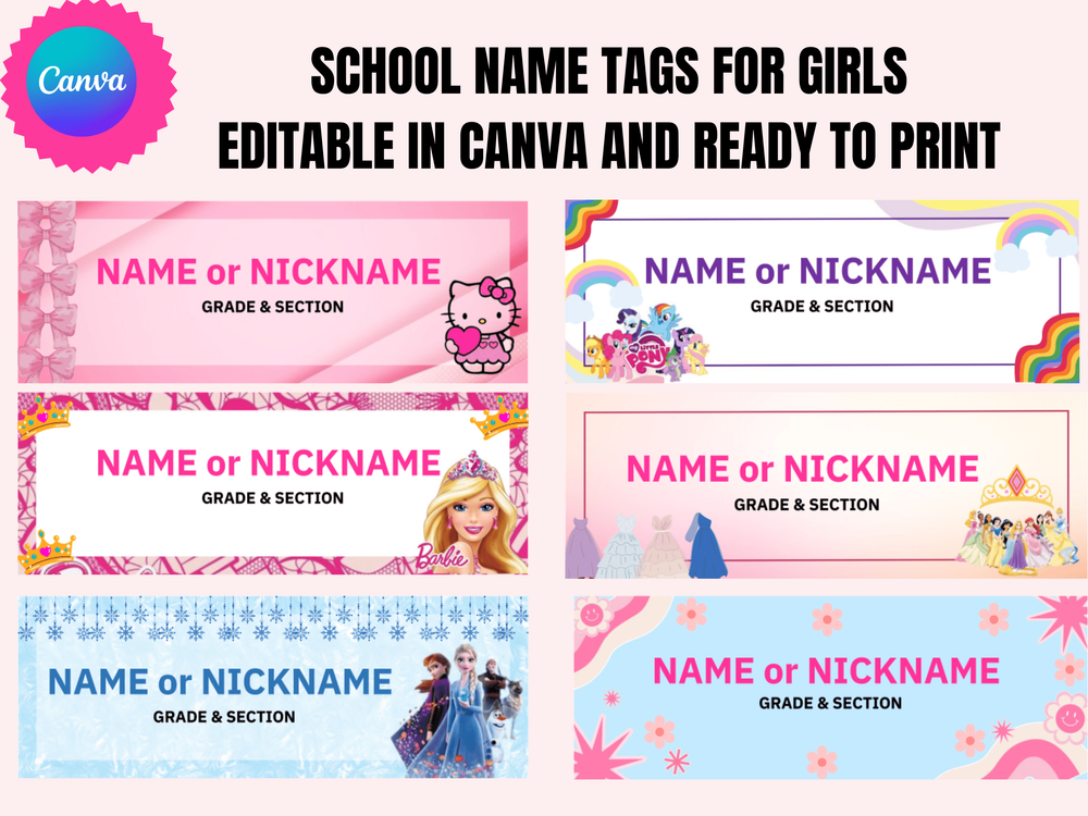 Name Tag Designs For Girls