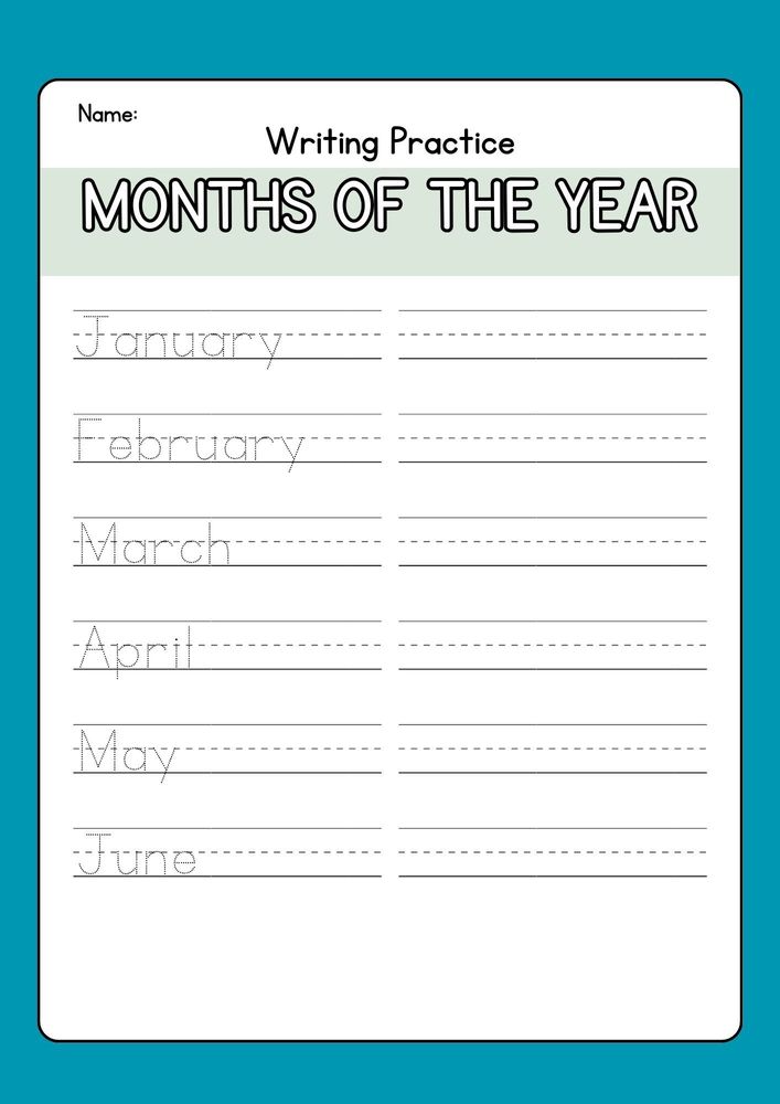 Practise Writing The Months Of The Year