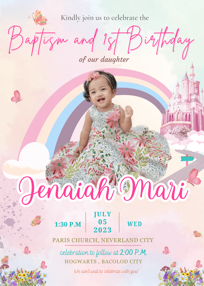 Sample Baptism Birthday Invitation
