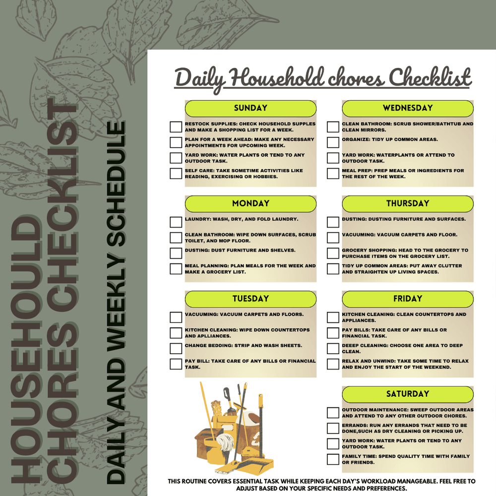 Daily Household Chores Template
