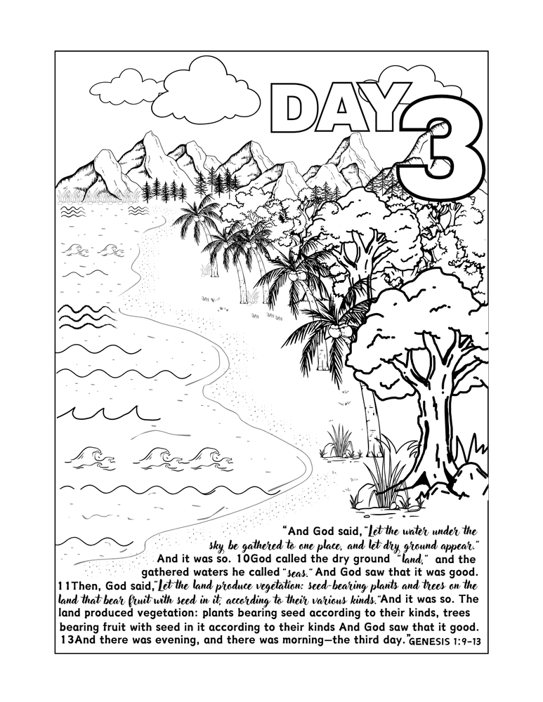 Creation Day 3 Coloring Page