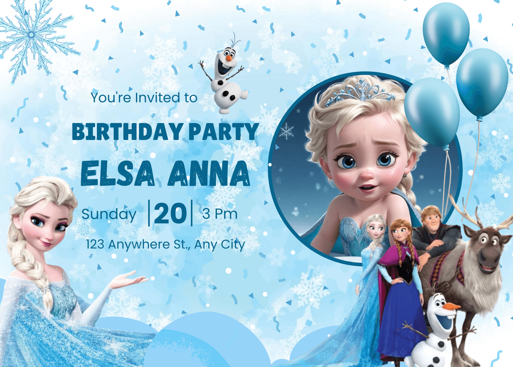 Frozen Theme Party Invitation Disney Frozen Elsa 10 Personalised