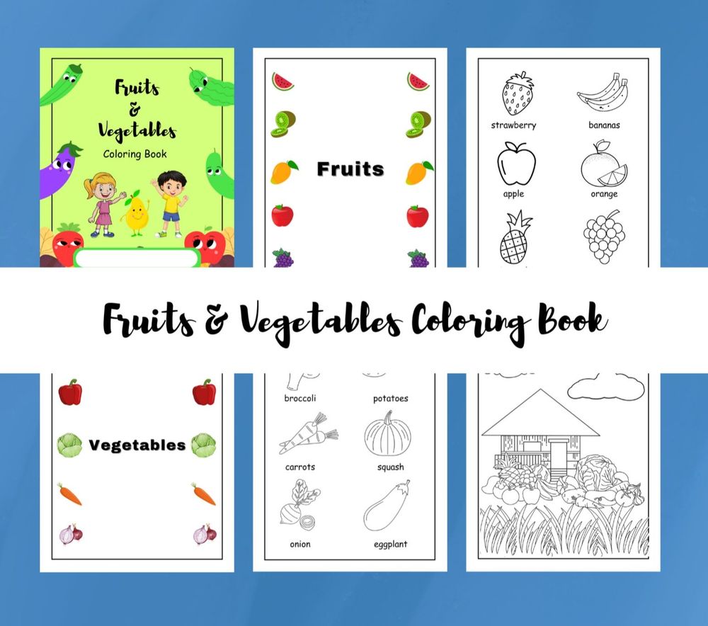 Fruits And Vegetables Coloring For Kinder Fruits And Vegetables