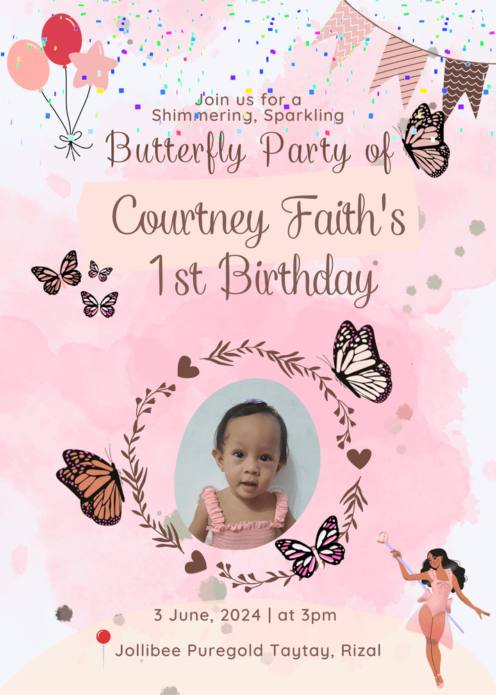 Butterfly First Birthday Invitation Sayings