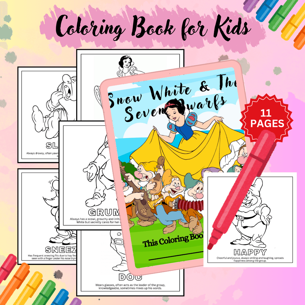 seven dwarfs coloring book