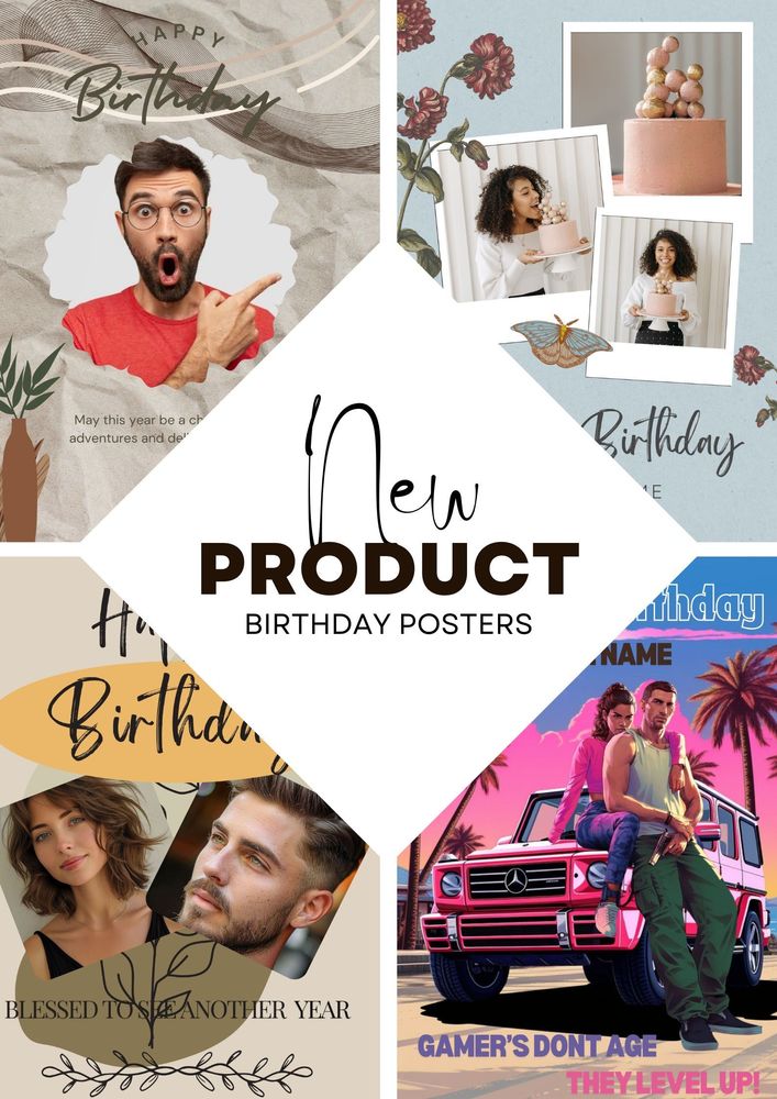 Birthday Posters Birthday Poster Photo Banner MASSIVE 5 FOOT TALL With