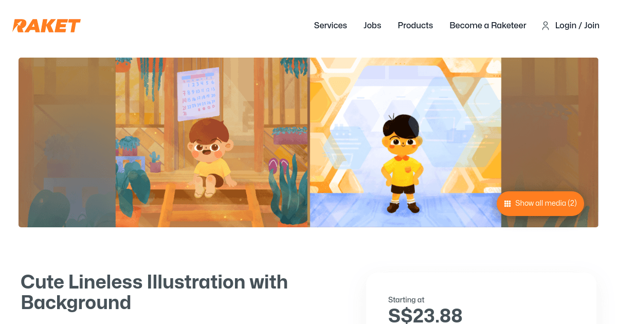 Cute Lineless Illustration with Background by malikhaingbubuyog - Raket.PH