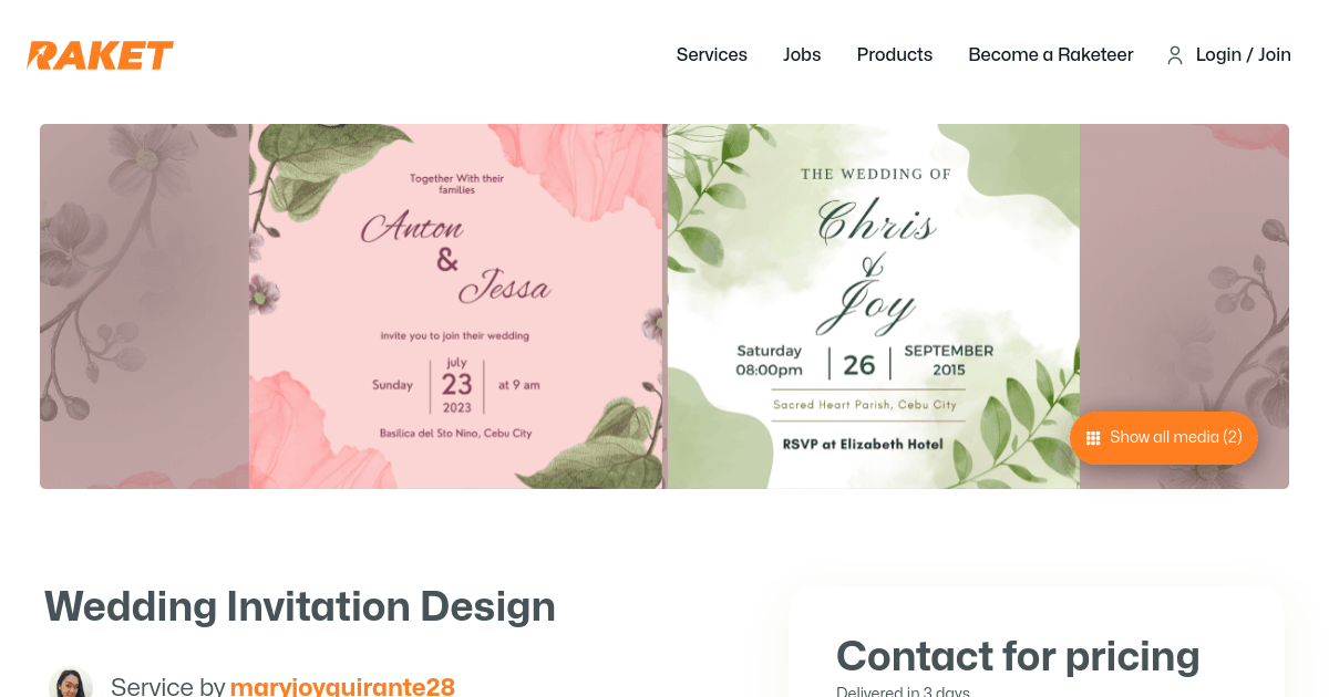 Wedding Invitation Design by maryjoyquirante28 - Raket.PH