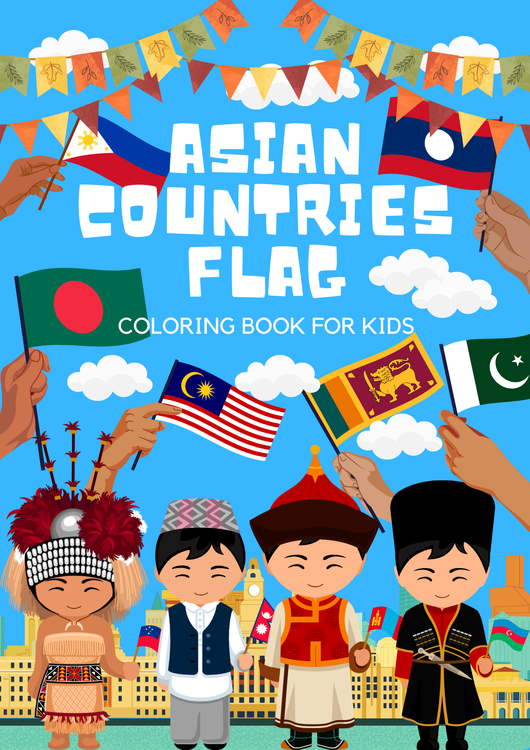 Asia Flags Coloring Pages People Asia With Countries Colouring Pages
