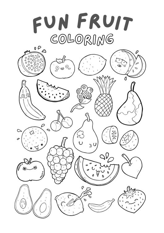 Funny Fruit Coloring Pages Cute Funny Fruits Coloring Page Kids Stock