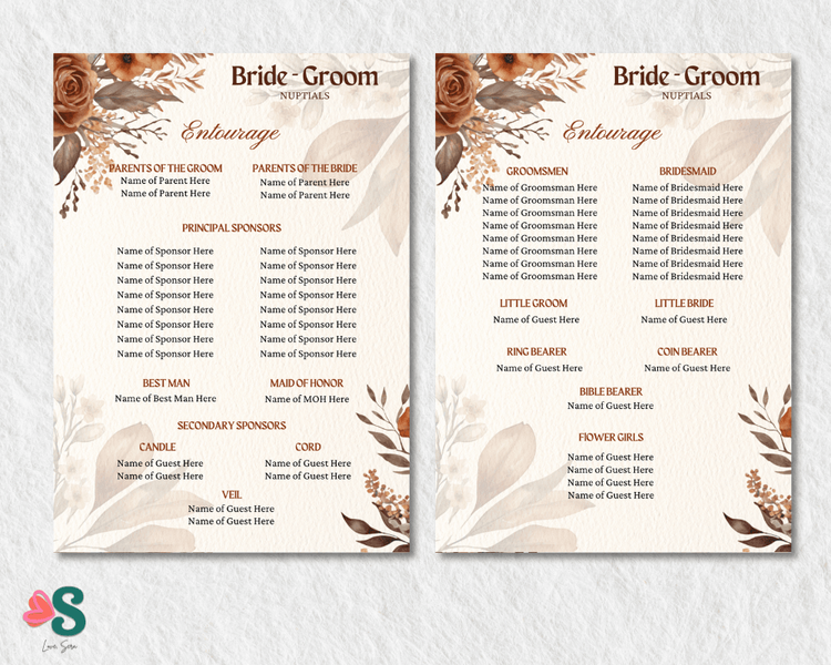 Wedding Entourage Sample Format