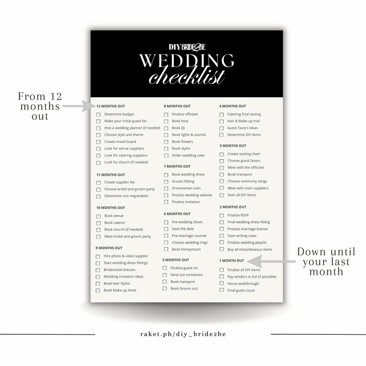 Wedding Reception Checklist Printable