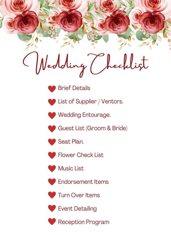 Wedding Entourage List Printable