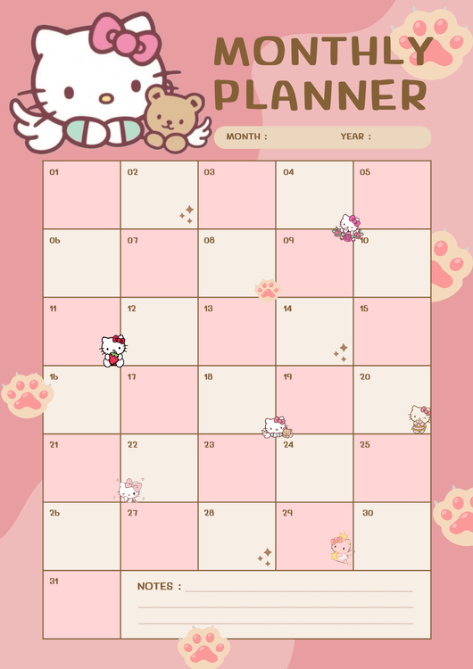 Hello Kitty Planner Template