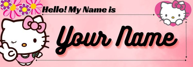 Hello Kitty Name Tag Design For Kids JBG Designs Typing And Editing