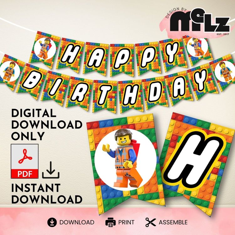 Lego Happy Birthday Banner
