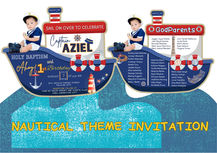 Nautical Theme 1st Birthday Party Invitation