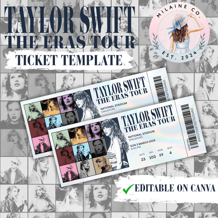 Taylor Swift Concert Ticket Template Editable Concert Ticket Template,