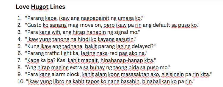 Hugot Lines Tagalog Love